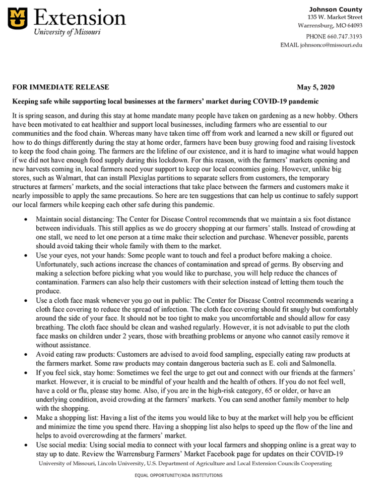 Keeping Safe While Supporting Local Businesses At The Farmers’ Market ...